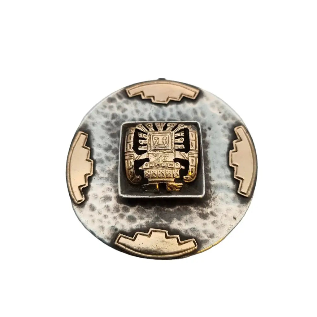 Cuzco vintage pendant and brooch Peruvian sterling silver and 18k gold ...
