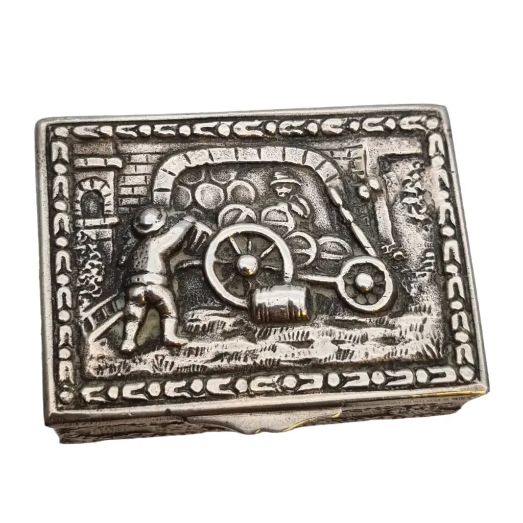 Antique silver box traditional scene 925 sterling silver from the 50s ...