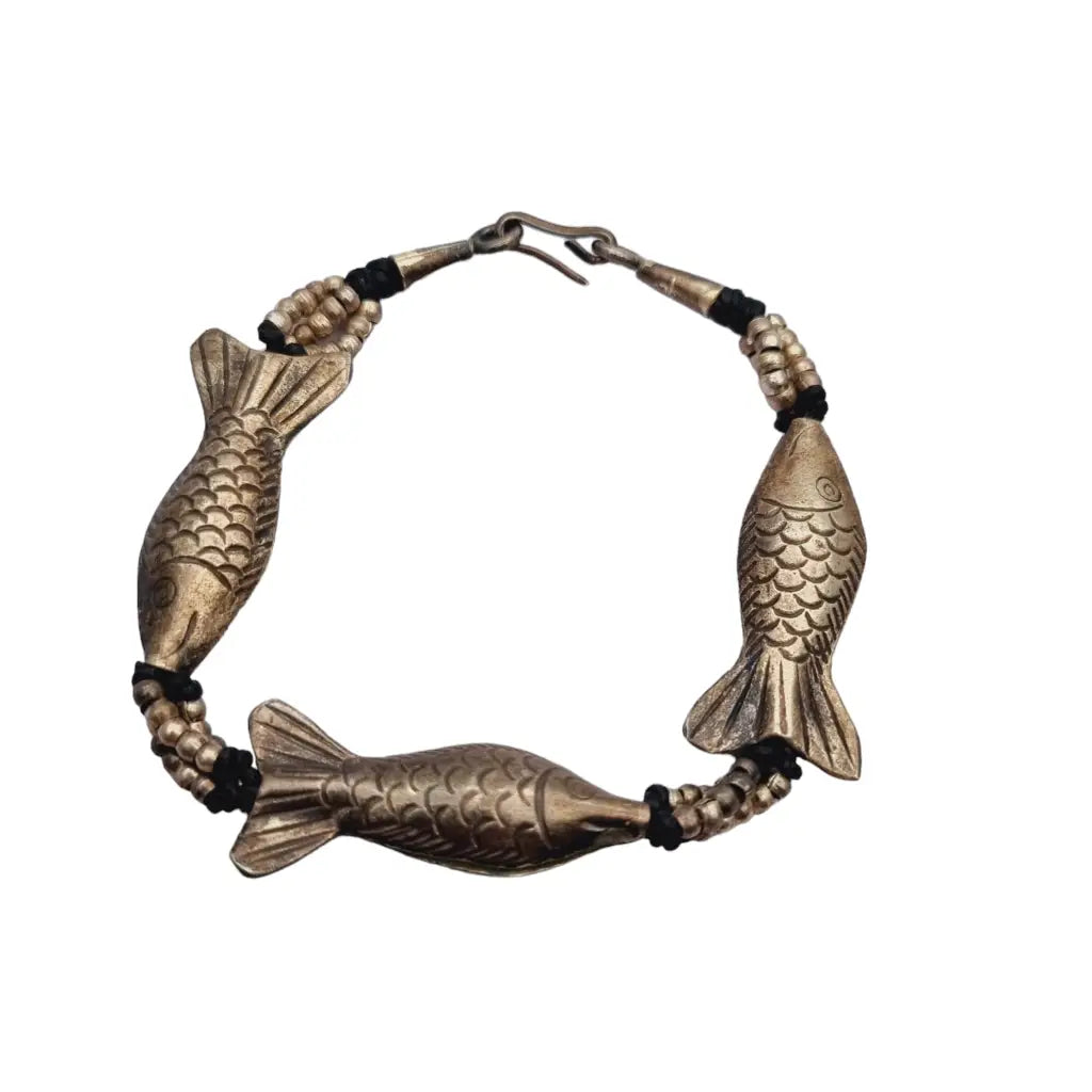 Vintage silver fish bracelet artisan piece antique boho ethnic jewelry ...
